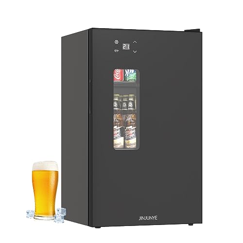 JINJUNYE Beverage Refrigerator and Cooler, 115 Can Beverage Fridge, Cools to 21°F, Mini Fridge Freestanding Beverage for Beverage, Beer Wine, Juice, for Bedroom Bar Office 3 Cu.ft