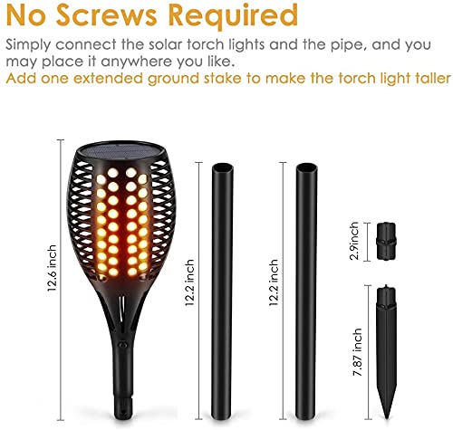 Aityvert Upgraded Larger Solar Torch Lights, Waterproof Outdoor Dancing Flames Lights, Flickering Flames Garden Lights, Landscape Decoration Pathway Patio Lights 43" 96 LED (6)