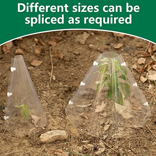 DECOHS 20 PCS Garden Cloches for Plant-Reusable Plastic Plant Bell Cover-Connectable Transparent Plant Covers for Protection Vegetables Seed from Frost Animal