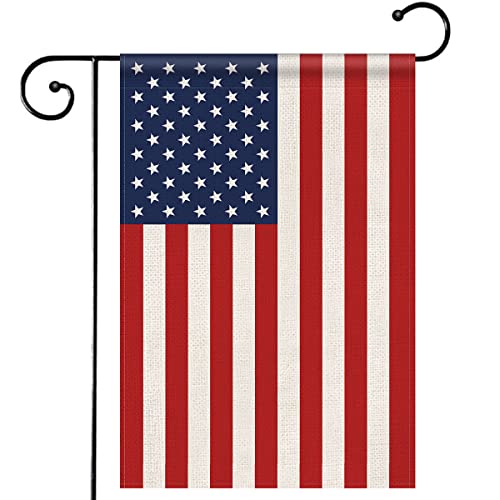 USA Garden Flag Double Sided American Flag Garden Flag Thick Weatherproof Burlap 4th of July Garden Flag US Garden Flag Perfect Decor for Outdoor Yard Porch Patio Farmhouse Lawn,12x18Inch