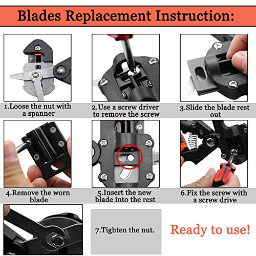 Krewey 2-in-1 Garden Grafting Tools Pruner Kit, V-Graft Omega-Graft and U-Graft, Plant Branch Vine Fruit Tree Cutting Tool Kits Scissors