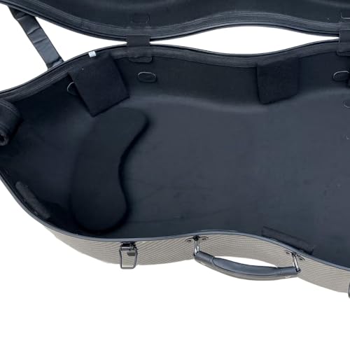 WUQIMUSC Lightweight Carbon Fiber Cello Case 4/4 Full Size, Hard Shell with Wheels, Backpack Straps & Padded Handles, 3.8kg, Durable Stylish Design for Musicians (Black)