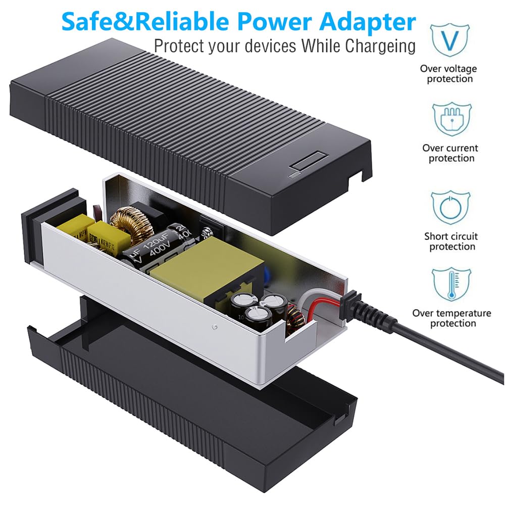 Qoovi 42V 2A Power Adapter with PowerFast 3-Prong Inline Connecter for 36V Sports Mod,Pocket Mod,and Dirt Quad Lithium Battery,Universal Electric Scooter Power Supply