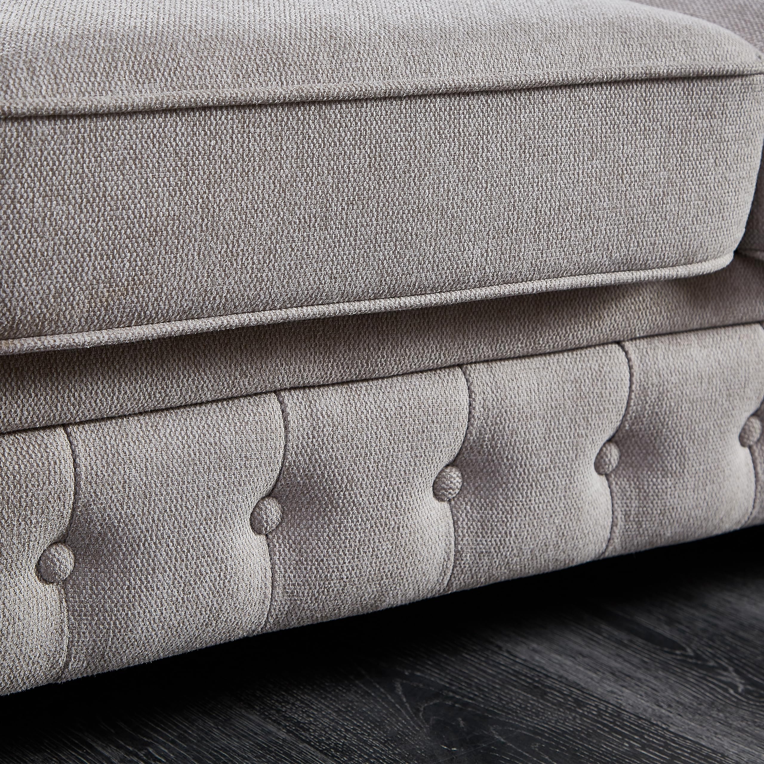 Dvasovio 88.5" Chesterfield Sofas for Living Room, Linen Upholstered Sofa with Tufted Back, Classic 3 Seater Leather Couch Rolled Arm for Living Room Office (Light Grey)