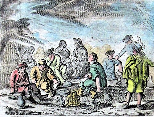 Antique Copperplate Miniature Engraving: BL125 from Ouderdom, Buyten Leven, en Hof Gedachten
