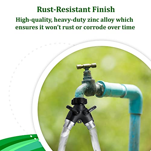 Garden Hose Splitter 2 Way, Heavy Duty Connector Hose Y Splitter with Rubber Washers, Water Splitter Adapter 2 Valves for Garden Hose Spigot Faucet