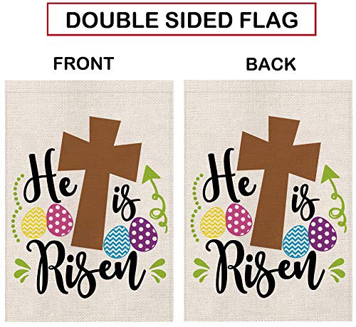 He is Risen Garden Flag Easter Cross Religious Double Sided Burlap Yard Outdoor Decor Holiday Decorations 12.5 x 18 Inch