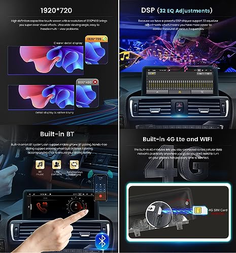 Android 12 Double Din Stereo Car GPS Multimedia Radio for BMW 5 Series GT F07 Car Stereo Head Unit Support 4G WiFi Bluetooth SWC Carplay,MNX 8 core 4+64G-CIC