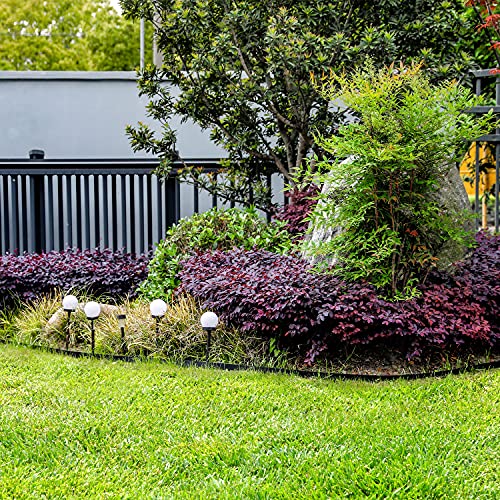 Worth Garden 30 ft. No Dig Landscape Edging (50PCS Spikes Included) Black Plastic Edging Roll Kit - 1.5'' Height Edge for Garden Lawn Border Driveway Path Divider - Easy to Install