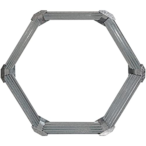 Sunnydaze 40" Hexagon Galvanized Steel Raised Garden Bed Kit - Outdoor Metal Planter for Plants and Vegetables - Silver