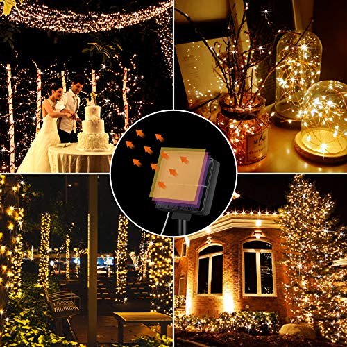Outdoor Solar String Lights Waterproof 288Ft, 4-Pack Each 72FT 200 LED Solar Powered Fairy Lights with 8 Lighting Modes, Cooper Wire Lights for Patio, Garden, Party, Wedding (Warm White)