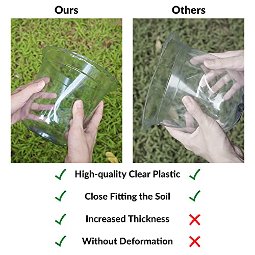 SOLIGT Garden Cloche, 10 Set Thick Plant Bell Clochoes Plastic Humidity Domes with Clear Vent & 40 Securing Pegs (7.88" D x 6.89" H) for Seed Starting and Plant Cover Protector