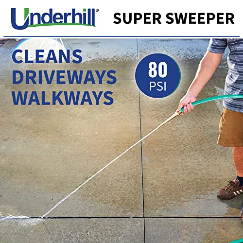 Underhill 6-Inch Garden Water Hose Nozzle, Sprayer, Jet, 7 GPM 80 PSI, 3/4-Inch Thread Inlet, High Pressure Attachment, Heavy-Duty Brass, Adjustable, PowerBlast Super Sweeper, SN6-75