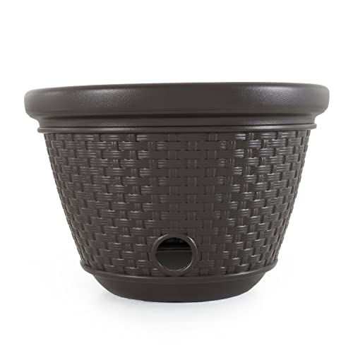 Suncast CPLHPW100 HPW100 Mocha Wicker 100-Foot Capacity Hose Pot, Brown