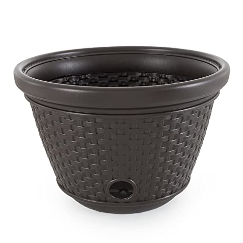 Suncast CPLHPW100 HPW100 Mocha Wicker 100-Foot Capacity Hose Pot, Brown