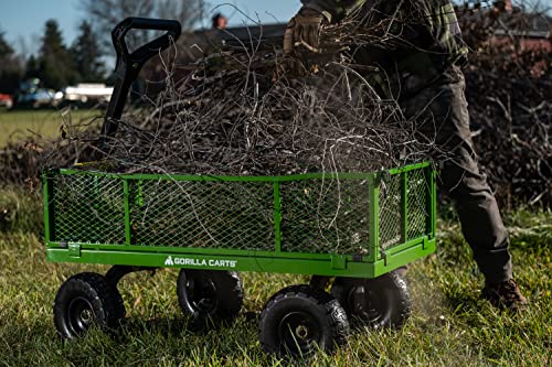 Gorilla Carts 4 Cu. Steel Utility Cart with No-Flat Tires, Green (Amazon Exclusive)