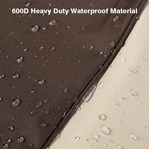 Vailge Stackable Patio Chair Cover,100% Waterproof Outdoor Chair Cover, Heavy Duty Lawn Patio Furniture Covers,Fits for 4-6 Stackable Dining Chairs,36" Lx28 Wx47 H,Beige&Brown
