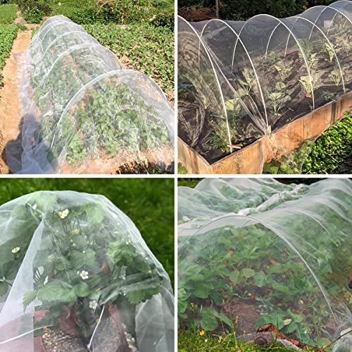 Garden Mesh Netting Kit,8x25 Ft Plant Protection Covers with 30pcs Greenhouse Garden Hoops,Ultra Fine Mesh Netting Cover for Vegetable Plants,Animals Birds Barrier Garden Netting Kit