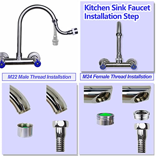 Faucet Extender Garden Hose Adapter Hose Protector, Flexible Kitchen Sink Faucet Adapter to Garden Hose for Male 3/4 Inch & 55/64 Inch to 3/4 Inch GHT