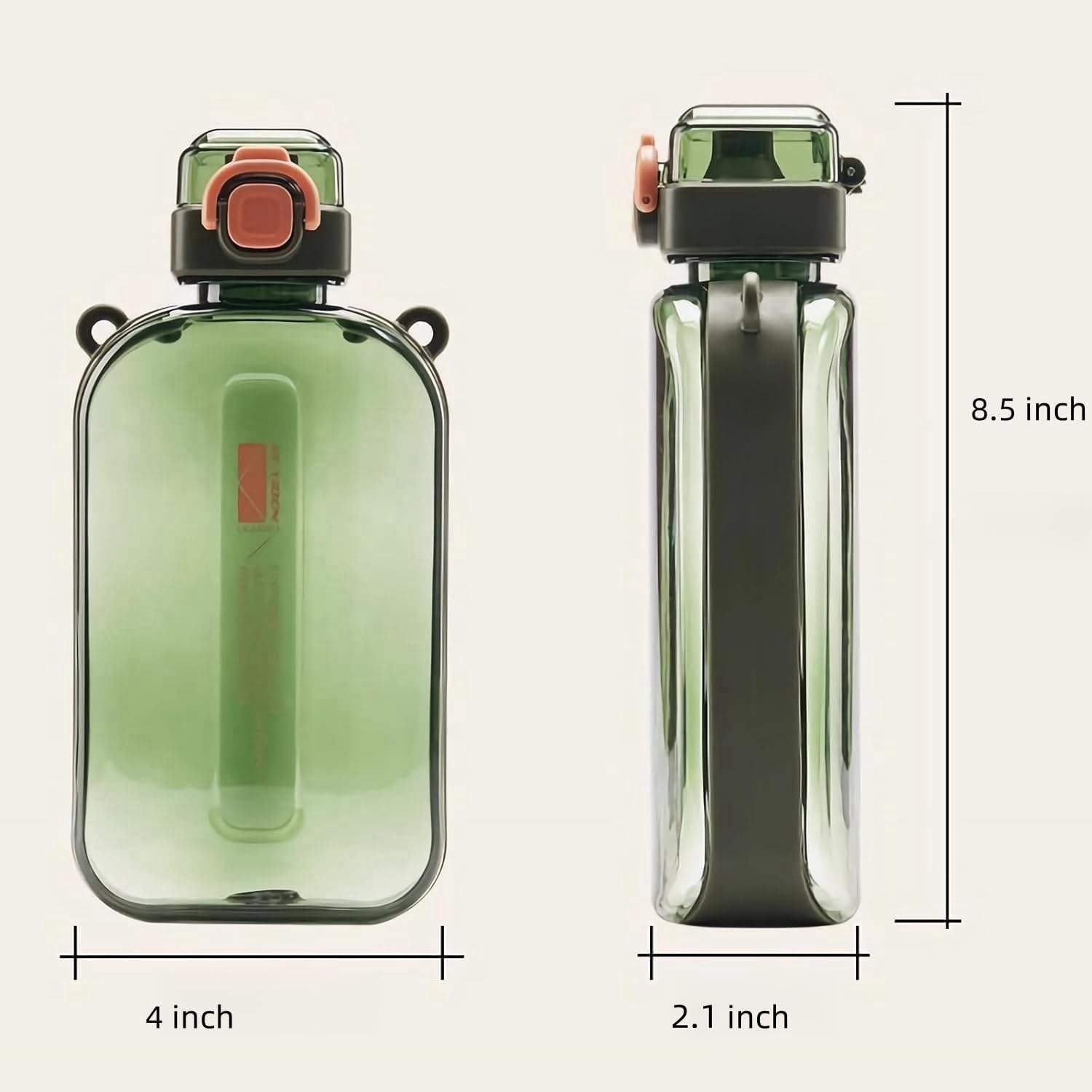 excvalues 24 oz Flat Water Bottle Travel Flask Portable BPA Free Square Water Bottle Leakproof Large Water Bottles for Bag Travel Sports(Grey)