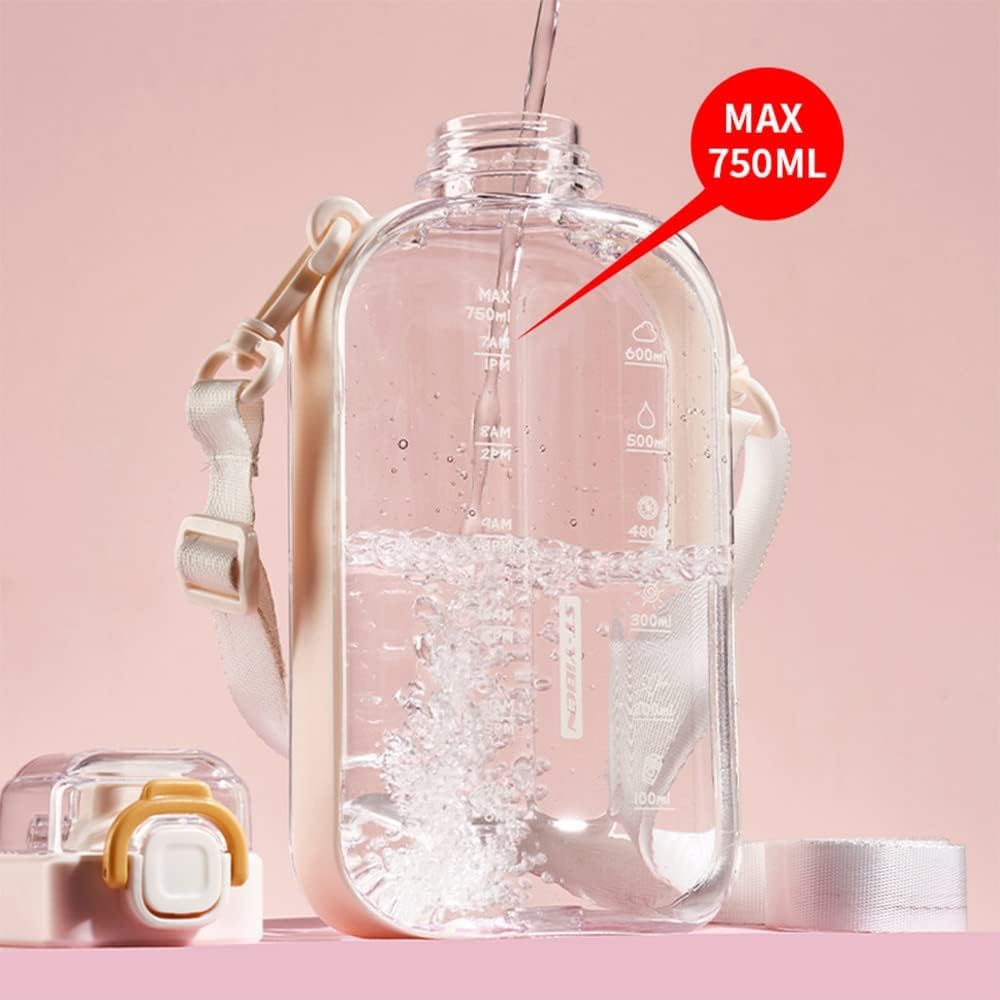 excvalues 24 oz Flat Water Bottle Travel Flask Portable BPA Free Square Water Bottle Leakproof Large Water Bottles for Bag Travel Sports(Grey)