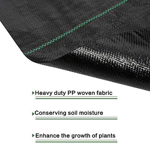 Goasis Lawn Weed Barrier Control Fabric Ground Cover Membrane Garden Landscape Driveway Weed Block Nonwoven Heavy Duty 125gsm Black,3FT x 300FT