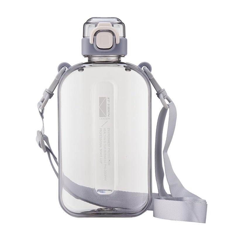 excvalues 24 oz Flat Water Bottle Travel Flask Portable BPA Free Square Water Bottle Leakproof Large Water Bottles for Bag Travel Sports(Grey)