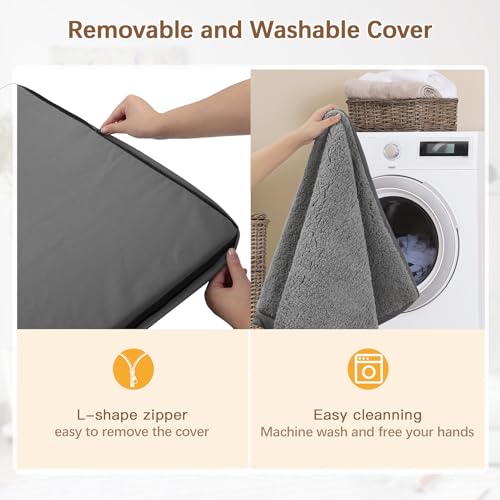 MIHIKK Large Dog Bed with Removable Washable Cover, Orthopedic Dog Crate Bed Large Breed, Waterproof Pet Bed, Big Flat Dog Beds Large Sized Dog Mattress, Dark Gray,36 inch