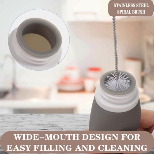 Ksooly 4-Pack 2Oz. Squeeze Salad Dressing Bottles with Fastening Belt | Small Dressing Container to Go | Portable Sauce Bottle Condiment Bottles | Food-grade Silicone, BPA Free