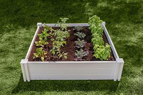 Vita Classic 4'X4'x11 Vinyl Raised, White VT17108 x 4ft Modular Garden Bed, 11" H