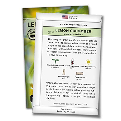 Sow Right Seeds - Lemon Cucumber Seeds for Planting - Non-GMO Heirloom Seeds with Instructions to Plant and Grow a Home Vegetable Garden, Great Gardening Gift (1)