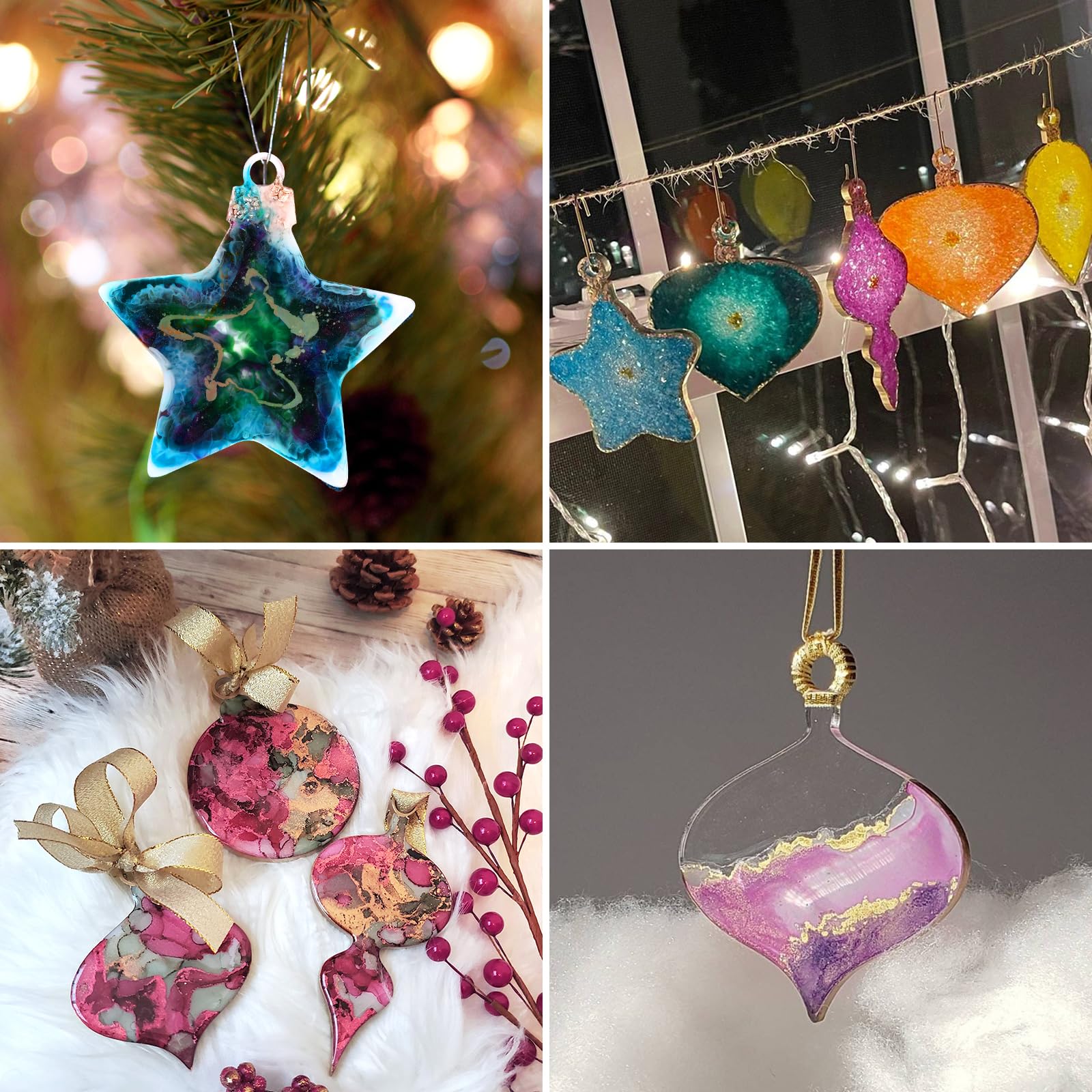Actvty Christmas Resin Molds Silicone, 2 Pcs Christmas Ornaments Silicone Molds for Epoxy Resin, Christmas Pendant Molds DIY Resin Crafts Jewelry Xmas Decor Gift