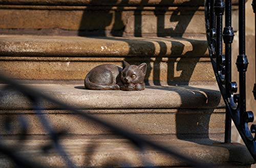 Roman Garden - Bronze Sleeping Cat Statue, 3.5H, Garden Collection, Resin and Stone, Decorative, Garden Gift, Home Outdoor Decor, Durable, Long Lasting
