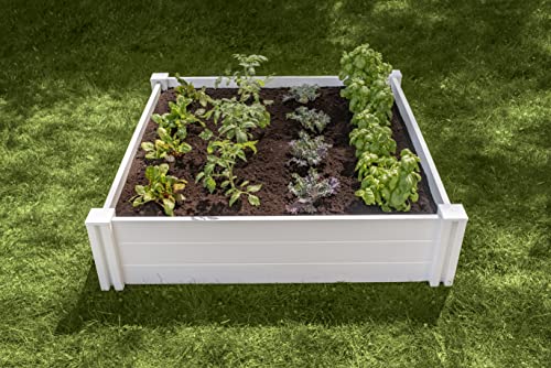 Vita Classic 4'X4'x11 Vinyl Raised, White VT17108 x 4ft Modular Garden Bed, 11" H