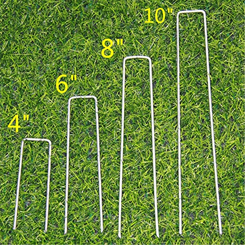 MTB 50 Pack 8x1 inch 11GA(0.12inch) Sod Staples Garden Pins Netting Stakes Ground Spikes Landscape Cover Pegs Anti-Rust Galvanized