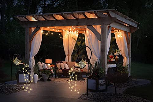 BQOQB Watering can with Garden Decor Lights-Retro Waterproof Copper Solar Twinkle Lights for Outdoor,Pathway,Yard,Deck,Lawn,Patio,Walkway Party Decorations, Gifts for Mom