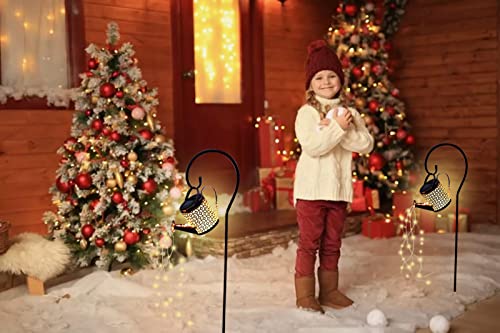 BQOQB Watering can with Garden Decor Lights-Retro Waterproof Copper Solar Twinkle Lights for Outdoor,Pathway,Yard,Deck,Lawn,Patio,Walkway Party Decorations, Gifts for Mom