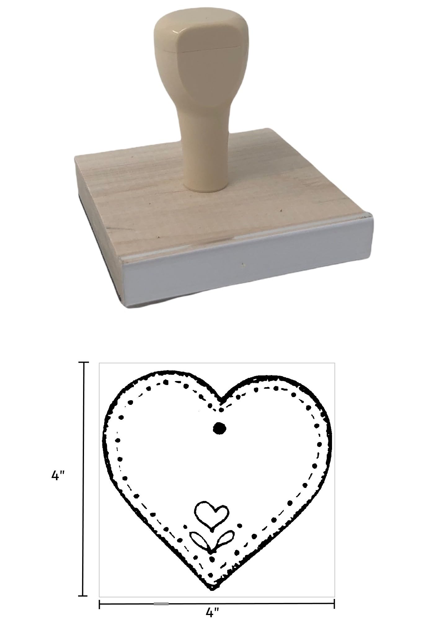 Hampton Studios Heart Rubber Stamp, 4 X 4 Wood Stamp