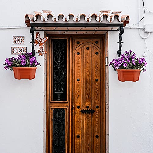 9.84” Wall Hanging Planters Railing Hanging Planters Plants Flowers Plastic Pots Baskets for Balcony Fence Garden Outdoor Indoor 3 Wall Pots(Terracotta red Color)