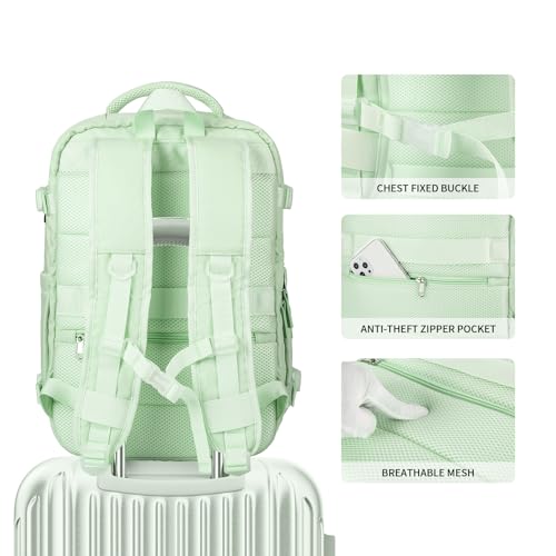 PARAPOGEE Women Travel Backpack, 25L Waterproof Laptop Daypack for Traveling Camping, Small Carry On Flight Approved Backpacks (Green)