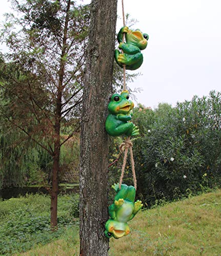 Set of 3 Cute Frog Figurines Hanging Animal Statue,Frolicking Frogs Hanging Garden Sculpture Decorative Outdoor Ornaments Décor,Best Indoor Outdoor Statues Yard Art Figurines for Patio Lawn House