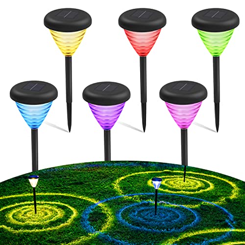 Homarkable Solar Outdoor Lights Pathway 6 Pack, Color Changing/Warm White Solar Lights, IP67 Waterproof Auto ON/Off Solar Powered Garden Lights Decorative for Patio Walkway Yard Lawn