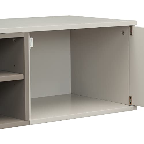 HAUSHECK Modern Floating Stand for 65 Inch TVs with 2 Large Storage, 3 Levels Adjustable Shelves, Cable Management & Magnetic Cabinet Door, Wall Mounted Entertainment Center Media Console, Beige