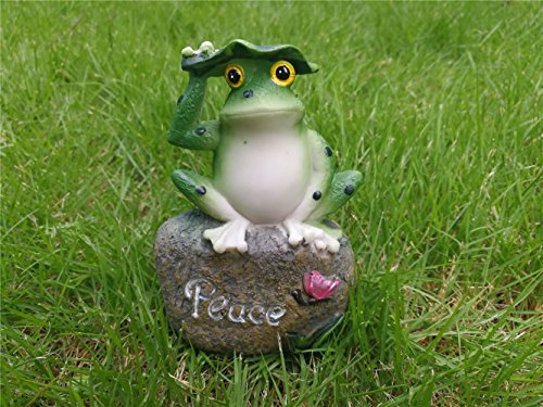 LANKER Frog Garden Statues – 3 Pack 5 Inch Frogs Sitting on Stone Sculptures Outdoor Decor Fairy Garden Ornaments