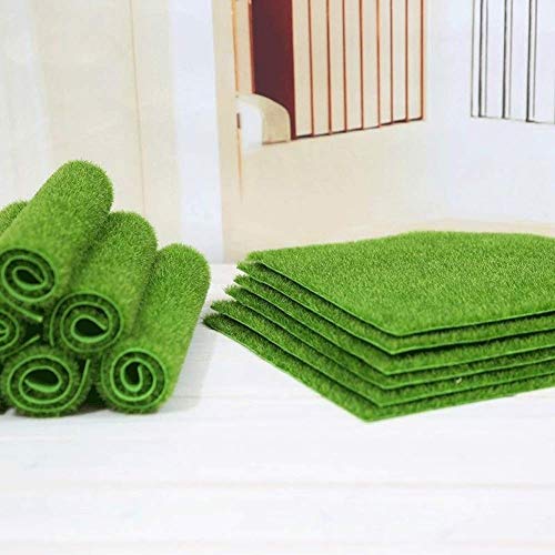 Shindel Fairy Artificial Grass, Miniature Fake Garden Grass for Crafts, Ornament Garden Dollhouse DIY Decoration, 6''x 6'', 4 PCS