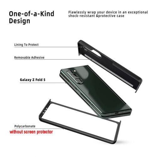 Case for Samsung Galaxy Z Fold 5 Luxury Litchi Grain PU Leather PC with S Pen Holder Protection Cover Anti-Fingerprint Dustproof Shockproof Compatible with Samsung Galaxy Z Fold 5(Green)