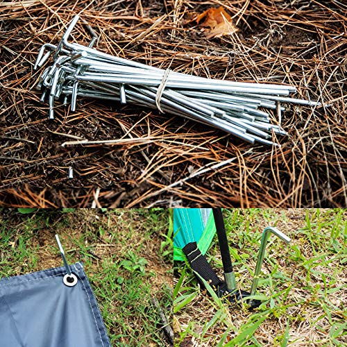 100 Pack Tent Stakes 6-3/4āGalvanized Steel Tent Pegs, Garden Edging Fence Hooks Pegs for Camping, Shelters, Tarp, Canopies, Christmas Decoration Stakes