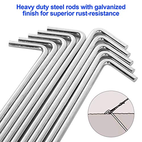100 Pack Tent Stakes 6-3/4āGalvanized Steel Tent Pegs, Garden Edging Fence Hooks Pegs for Camping, Shelters, Tarp, Canopies, Christmas Decoration Stakes