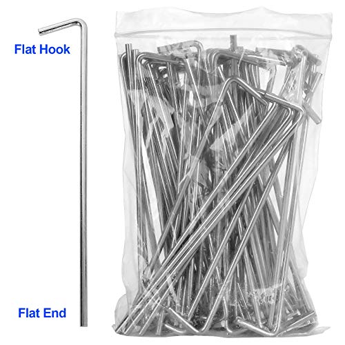 100 Pack Tent Stakes 6-3/4āGalvanized Steel Tent Pegs, Garden Edging Fence Hooks Pegs for Camping, Shelters, Tarp, Canopies, Christmas Decoration Stakes