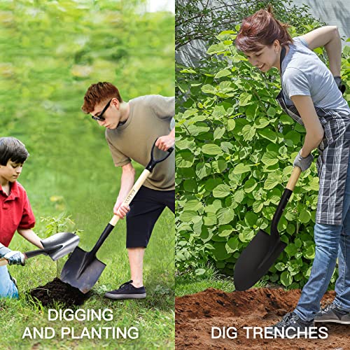 KOLEIYA Shovel,Shovels for Digging,Garden Spade,Shovels for Gardening,Round Shovel Digging,D Handel,41Inches,Matel+Wood